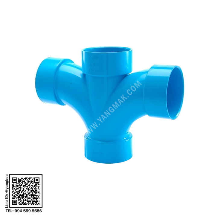 ข้อต่อสี่ทางทีวาย แบบบาง SCG 4 นิ้ว (100 มม.) สีฟ้า PVC รุ่น CROSS TY-DR B100 SCG - บริษัท ยัง ...