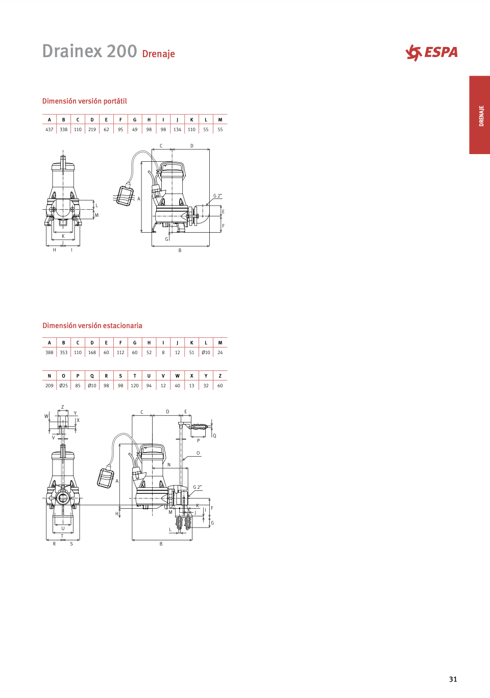 ESPA รุ่น Drainex 200 series - BESTPUMP-CENTER (By Bestpump-Thailand)
