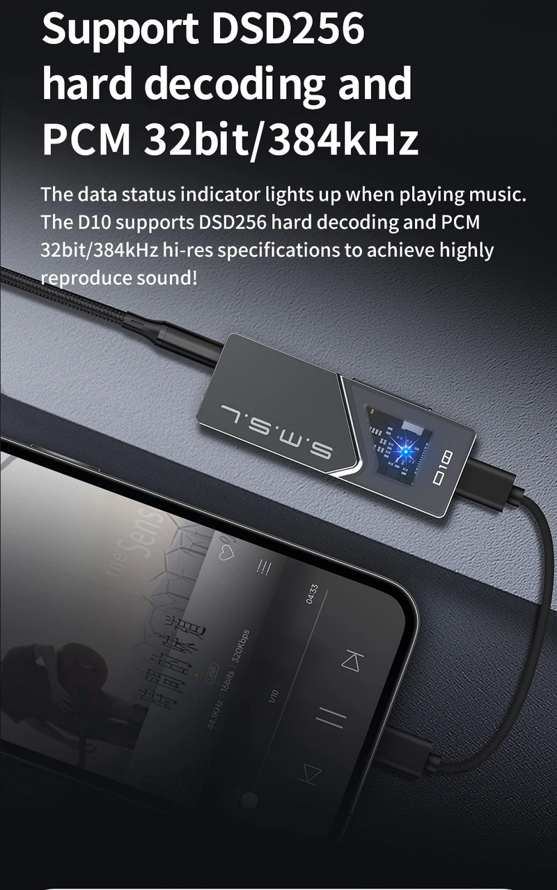 SMSL D10 DAC/AMP พกพา ชิป Cirrus Logic CS43131 x2 รองรับ PCM32bit/384kHz, DSD256 ประกันศูนย์ไทย ...