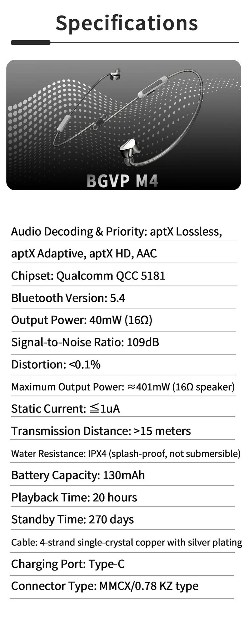 BGVP M4 สายอัพเกรดหูฟังให้รองรับไร้สาย True Wireless Bluetooth 5.4 ประกันศูนย์ไทย - หูฟัง ขายหู ...