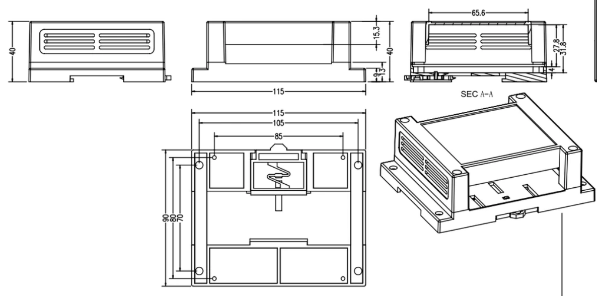 กล่องใส่บอร์ดอิเล็กทรอนิกส์ ติดรางปีกนก ขนาด 115 x 90 มิลลิเมตร ฝาใส - ArtronShop บอร์ด ...