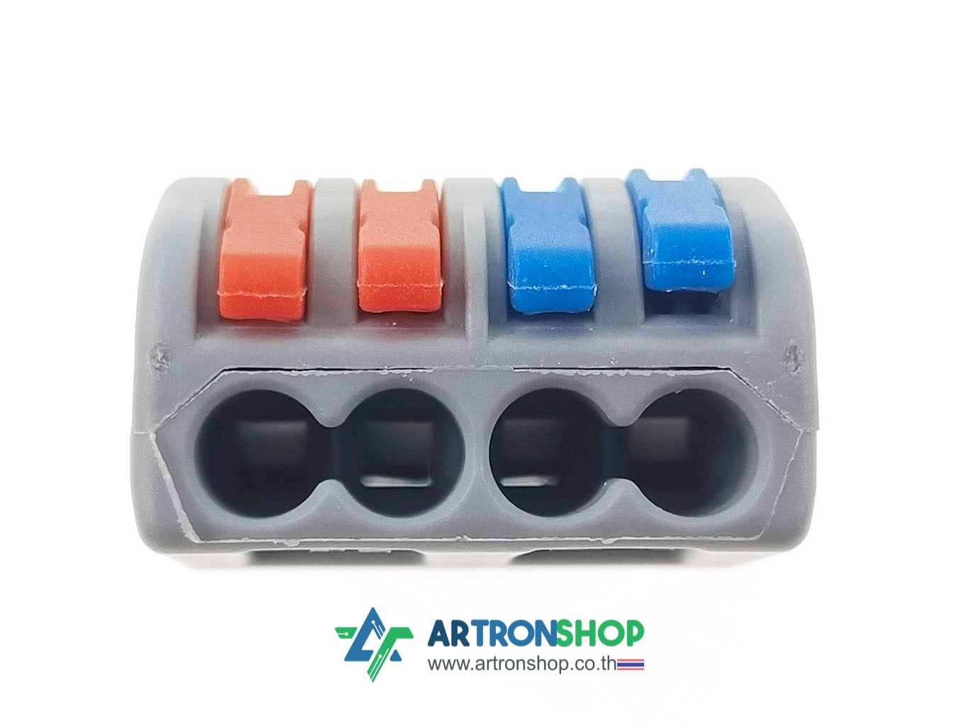 เทอร์มินอลต่อสายไฟ แบบเข้า 2 ออก 4 สีเทา Artronshop บอร์ดอิเล็กทรอนิกส์ Arduino Esp32 Esp8266