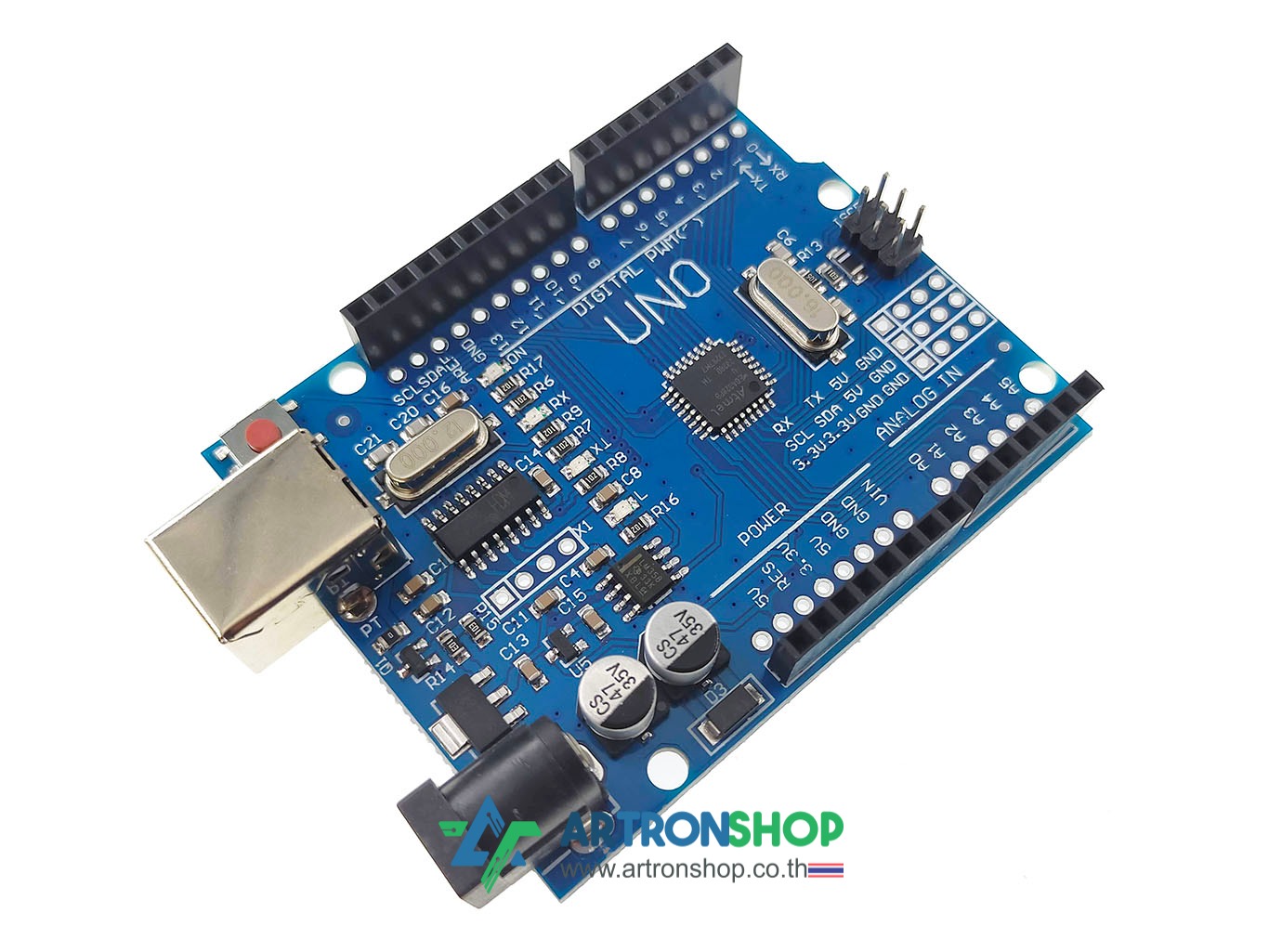 Uno R3 SMD เพิ่มพอร์ทขยายขา พร้อม สาย USB 50CM - ArtronShop บอร์ดอิเล็กทรอนิกส์ Arduino ESP32 ...