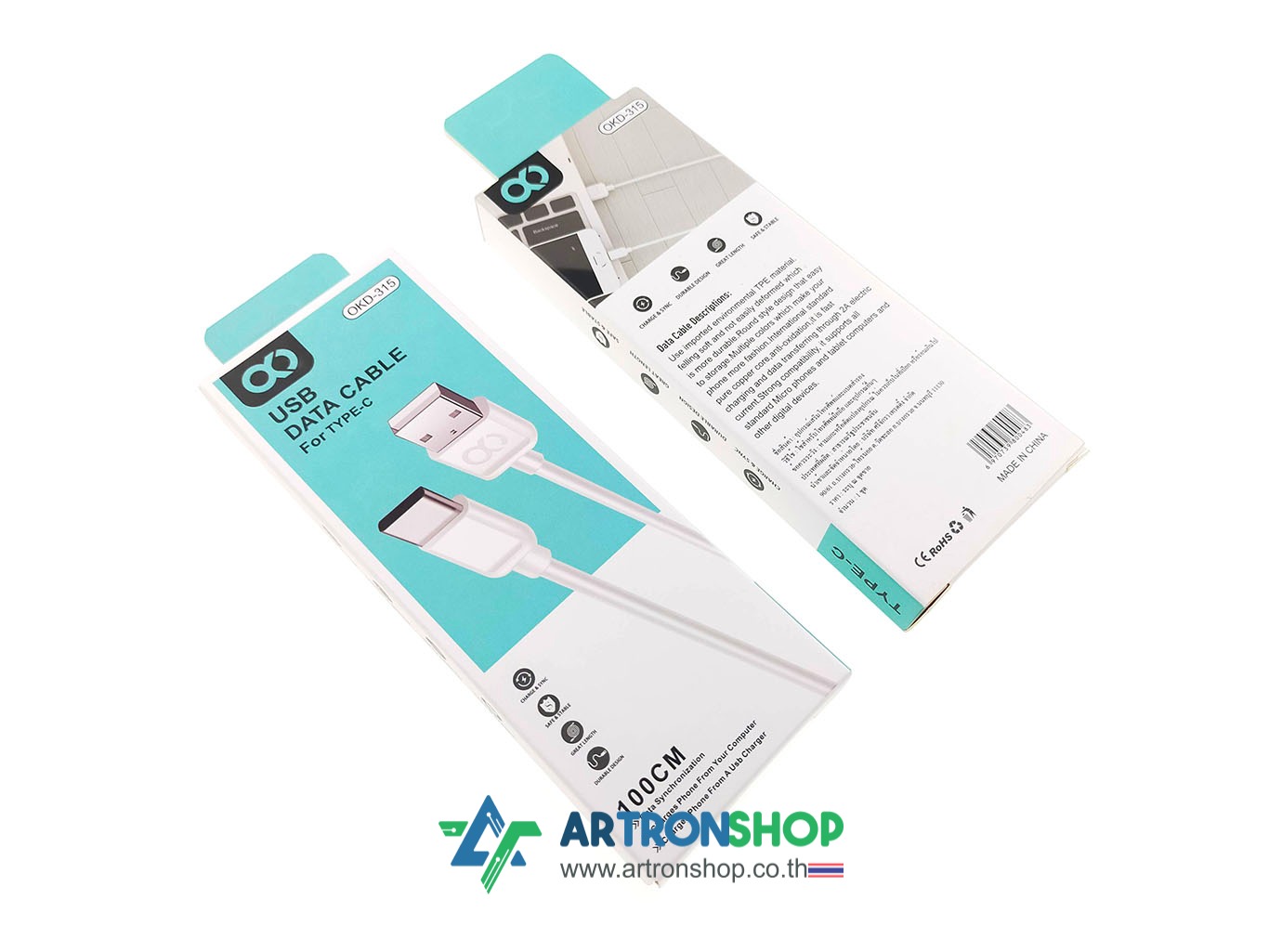 สายชาร์จ ข้อมูล Usb Type C ยาว 1 เมตร สาย Usb C Artronshop บอร์ดอิเล็กทรอนิกส์ Arduino Esp32