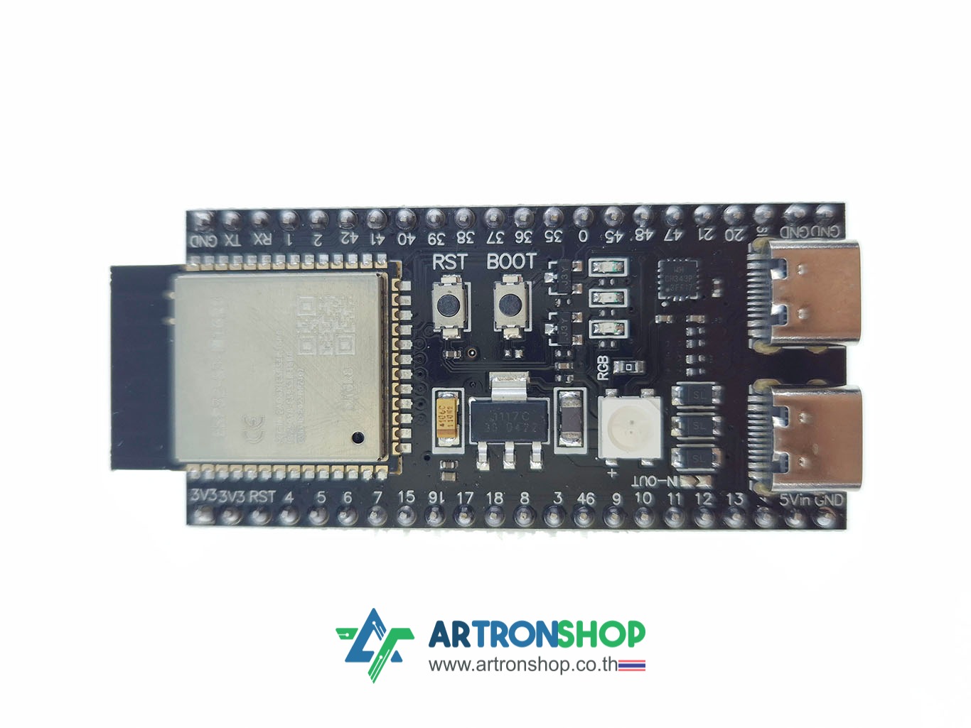 บอร์ด ESP32-S3 รอม 16MB แรม 8MB บัดกรีขาแล้ว ESP32-S3 N16R8 Development Board - ArtronShop บอร์ด ...