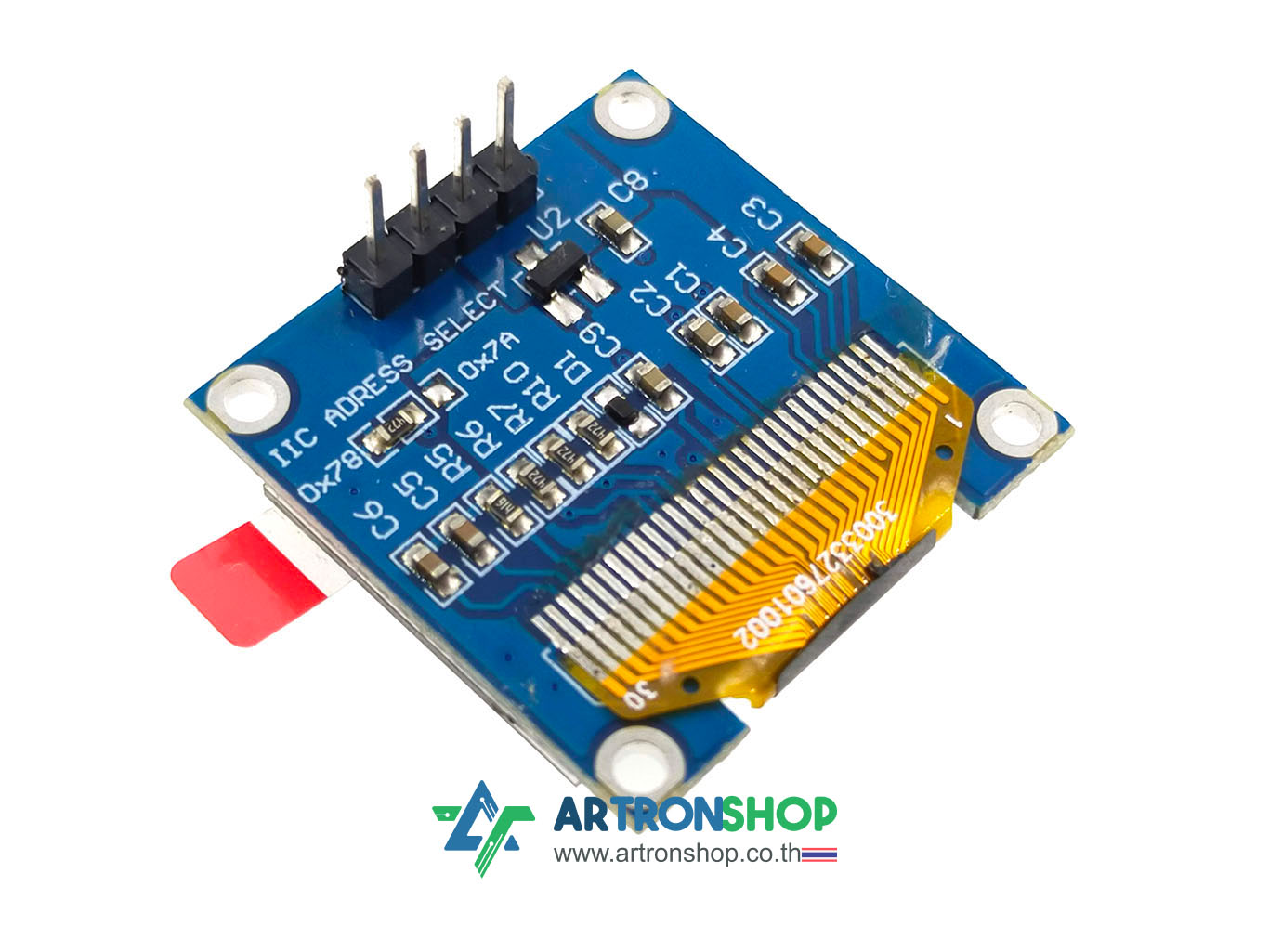 จอ Oled 096 นิ้ว สีเหลือง ฟ้า 128x64 I2c Artronshop บอร์ดอิเล็กทรอนิกส์ Arduino Esp32 Esp8266